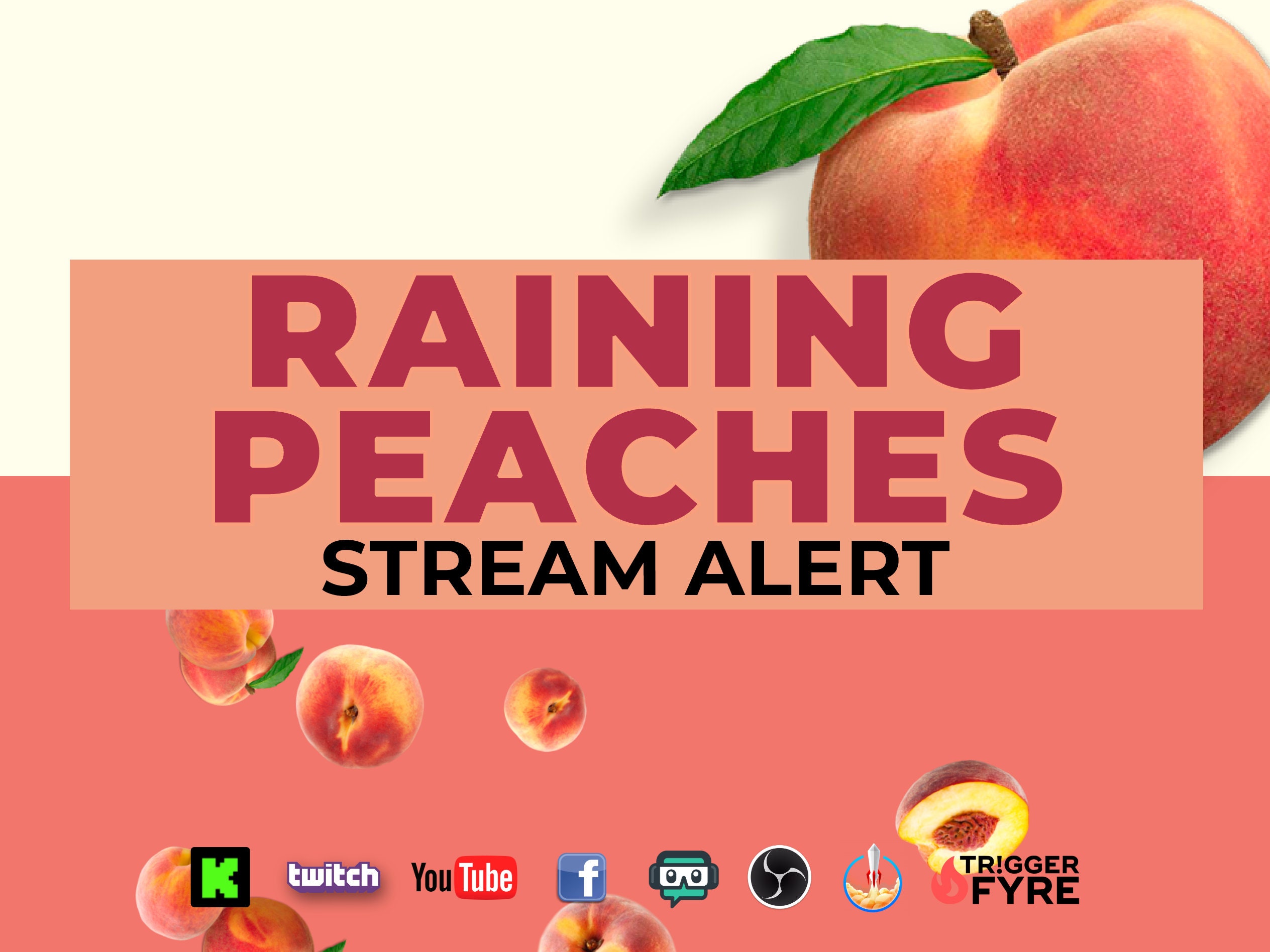 Raining Peaches Stream Alert Pack - 2 Animated Overlays With ...