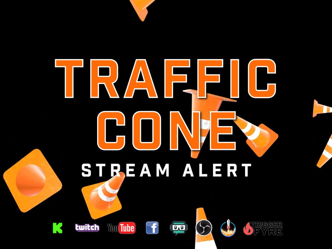 Traffic Cone Rain Stream Alert - Full Screen Animated Overlay With ...