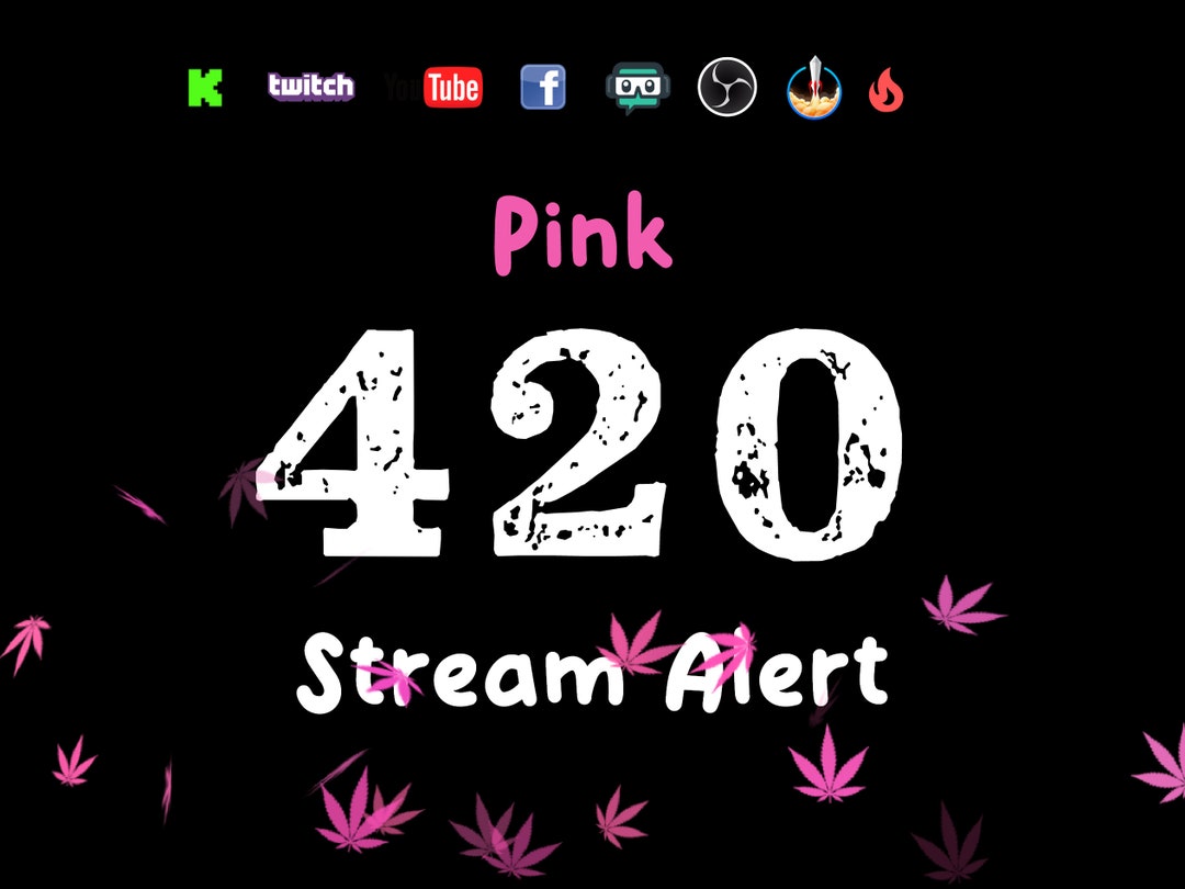 Pink 420 Stream Alert - Cute Floating Weed Leaves Animated Overlay ...