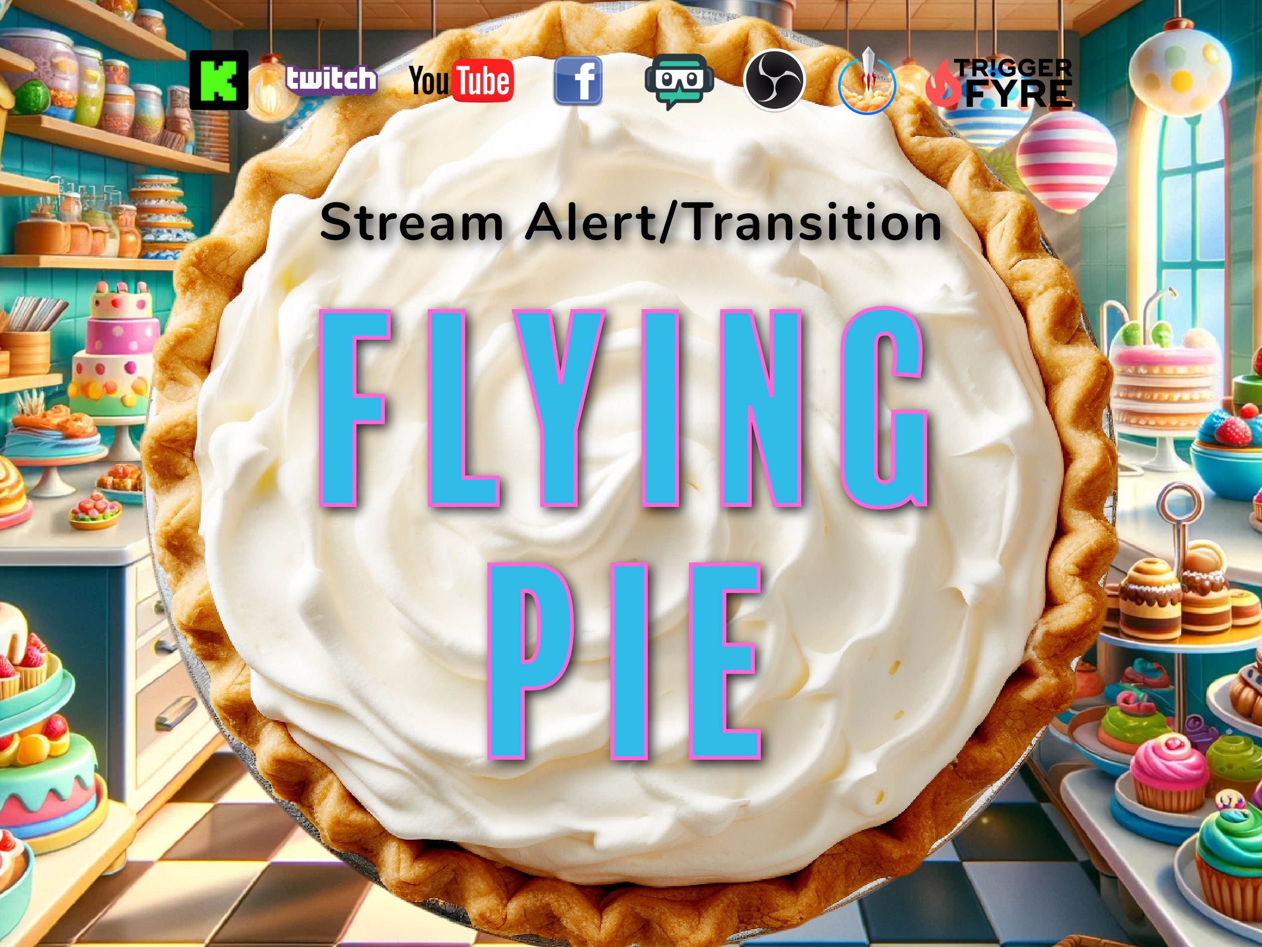 Flying Pie Stream Alert & Scene Transition Stinger - Full Screen Animated Overlay W Transparent ...
