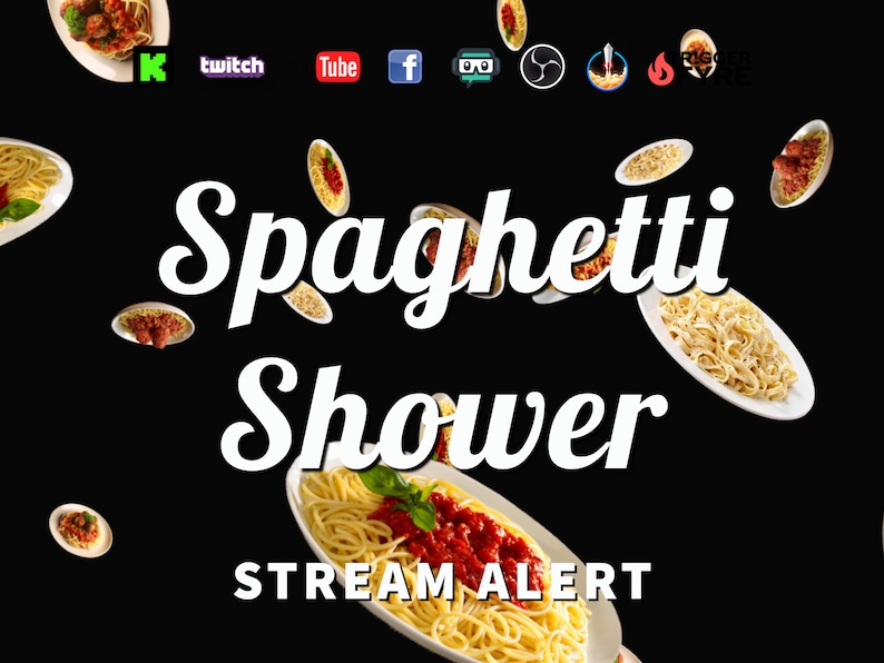 Spaghetti Shower Stream Alert Full Screen Animated Overlay With ...
