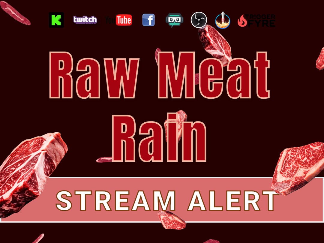 Raw Meat Rain Stream Alert - Beef Steak Shower - Full Screen Animated ...