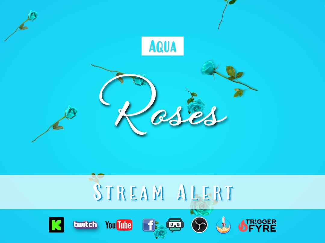Aqua Blue Roses Stream Alert - Full Screen Animated Flower Overlay With ...