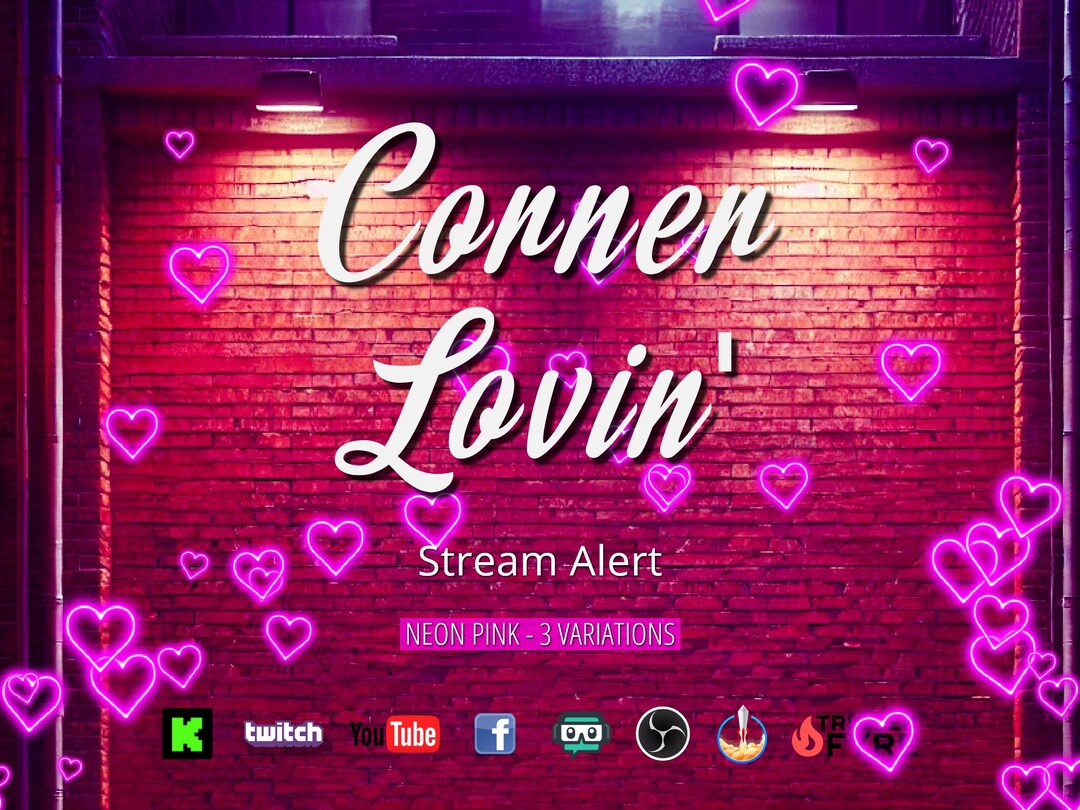 Corner Lovin' Stream Alert Pack - 3 Animated Overlays - Neon Pink ...