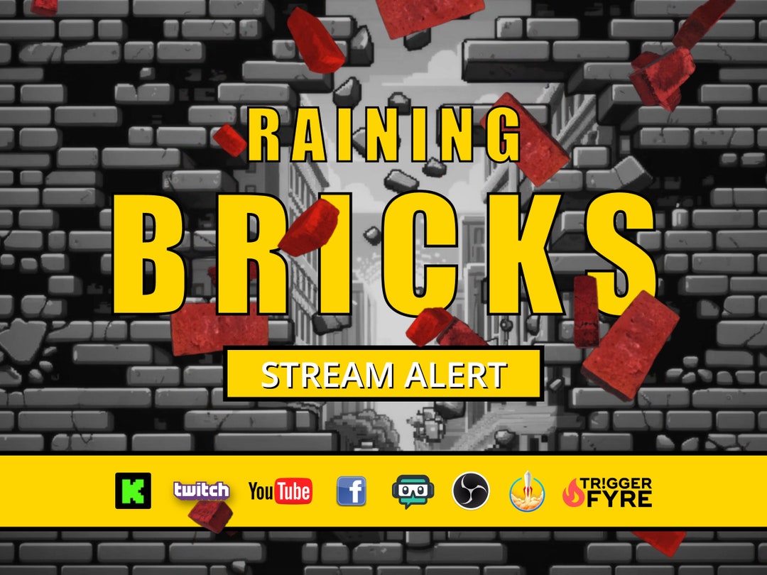 Raining Bricks Stream Alert - Full Screen Animated Overlay With ...