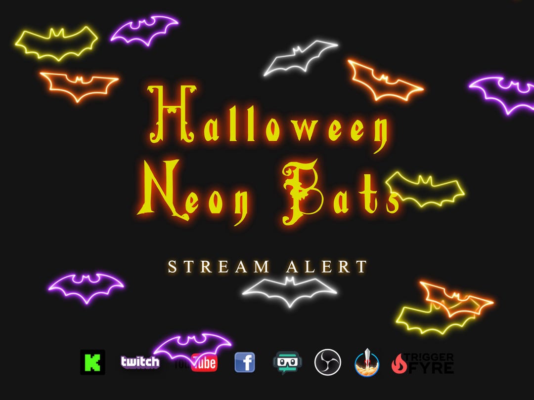 Halloween Neon Bats Stream Alert - Full Screen Animated Overlay - Transparent Background ...