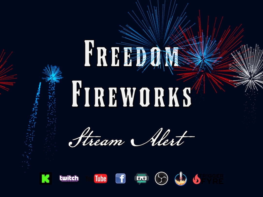 Freedom Fireworks Stream Alert - With Sound - Animated Full Screen ...