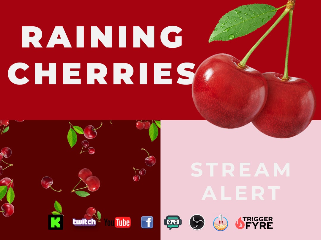 Raining Cherries Stream Alert - Red Cherry Drop Animated Overlay With ...