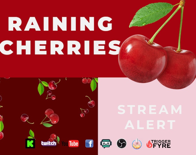 Raining Cherries Stream Alert - Red Cherry Drop Animated Overlay With ...