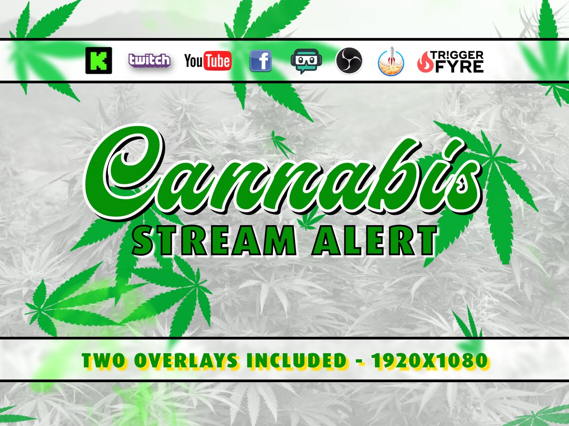 Cannabis Stream Alert Animated Weed Overlay Bundle Full Screen ...