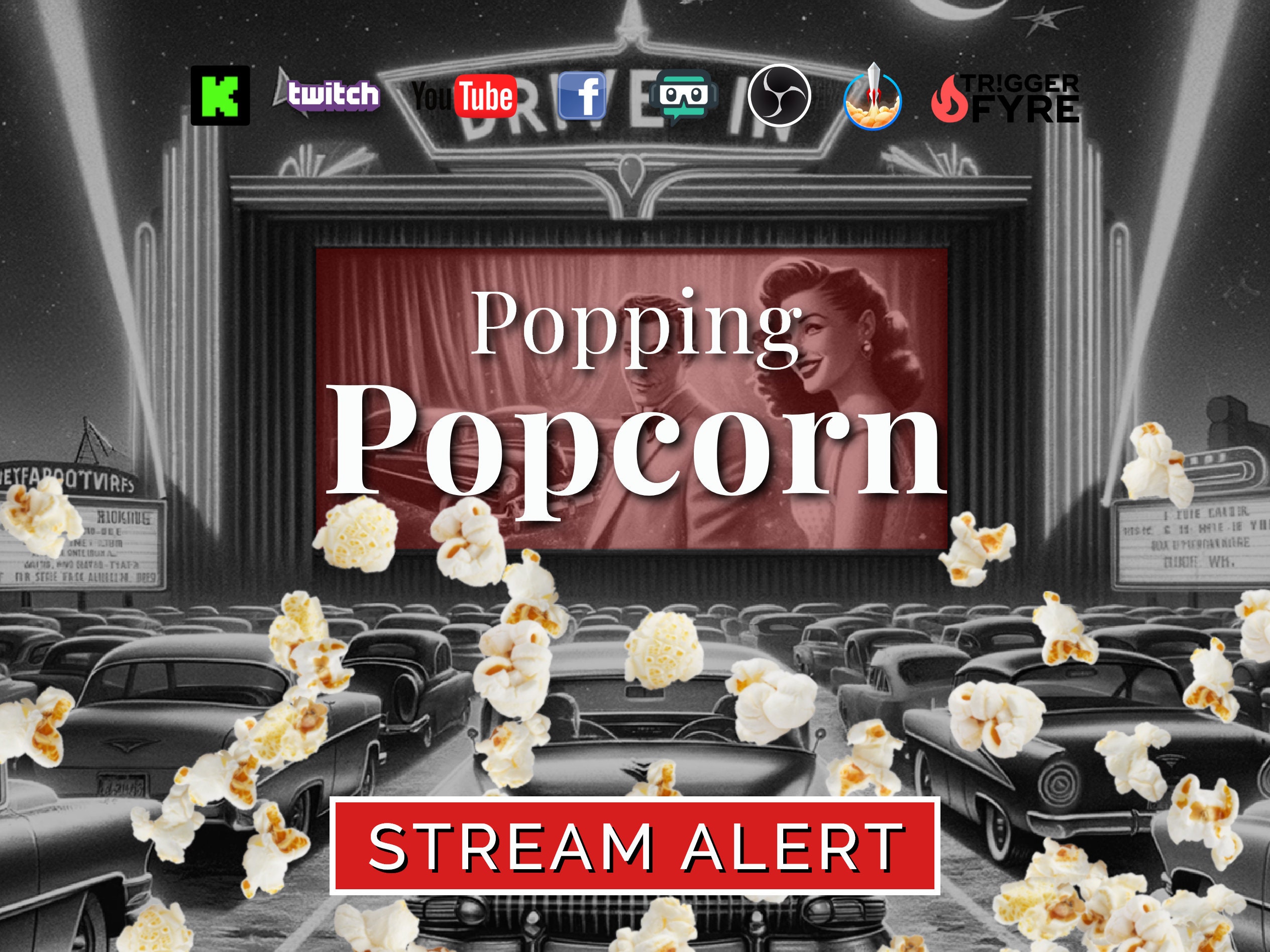 Popping Popcorn Stream Alert - Full Screen Animated Overlay With ...