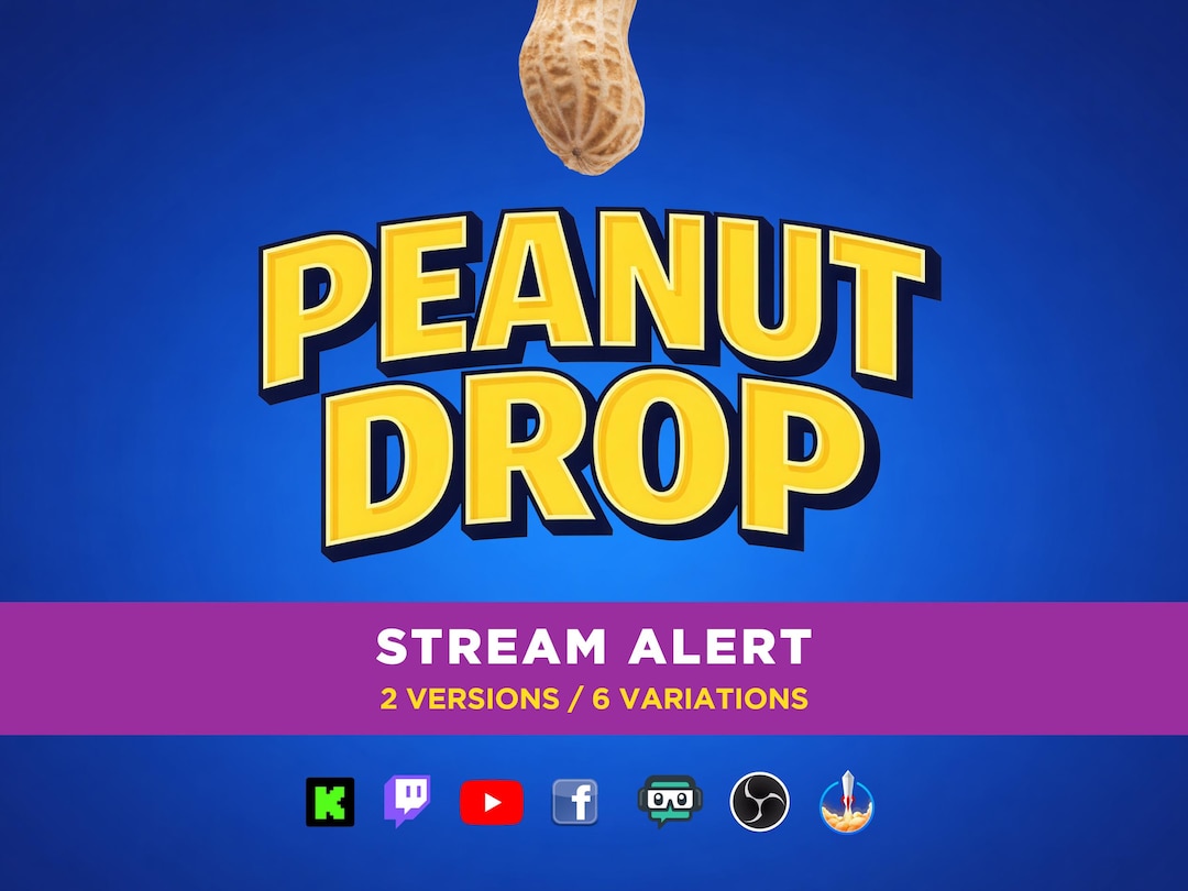 Peanut Drop Stream Alert Pack - 6 Animated Overlays - Transparent ...