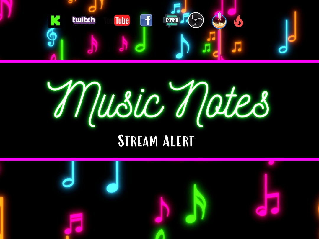 Neon Music Notes Stream Alert - Full Screen Animated Overlay With ...