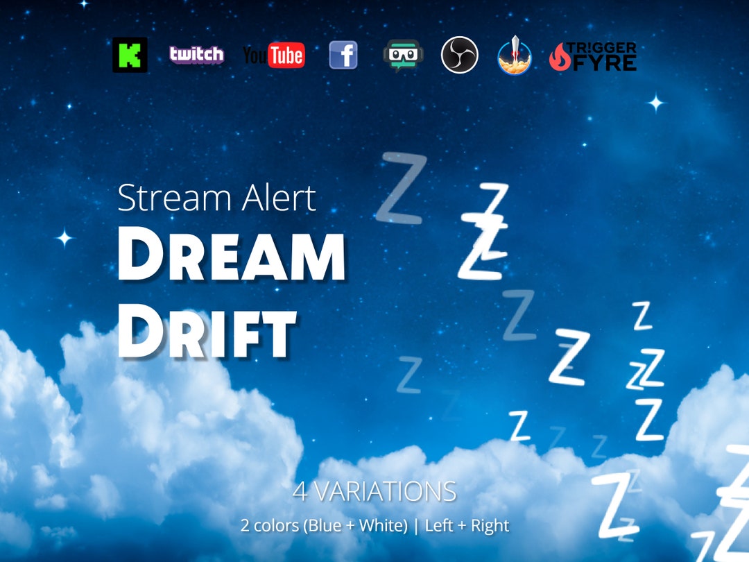 Dream Drift Stream Alerts Pack - Full Screen Sleepy Effect W ...