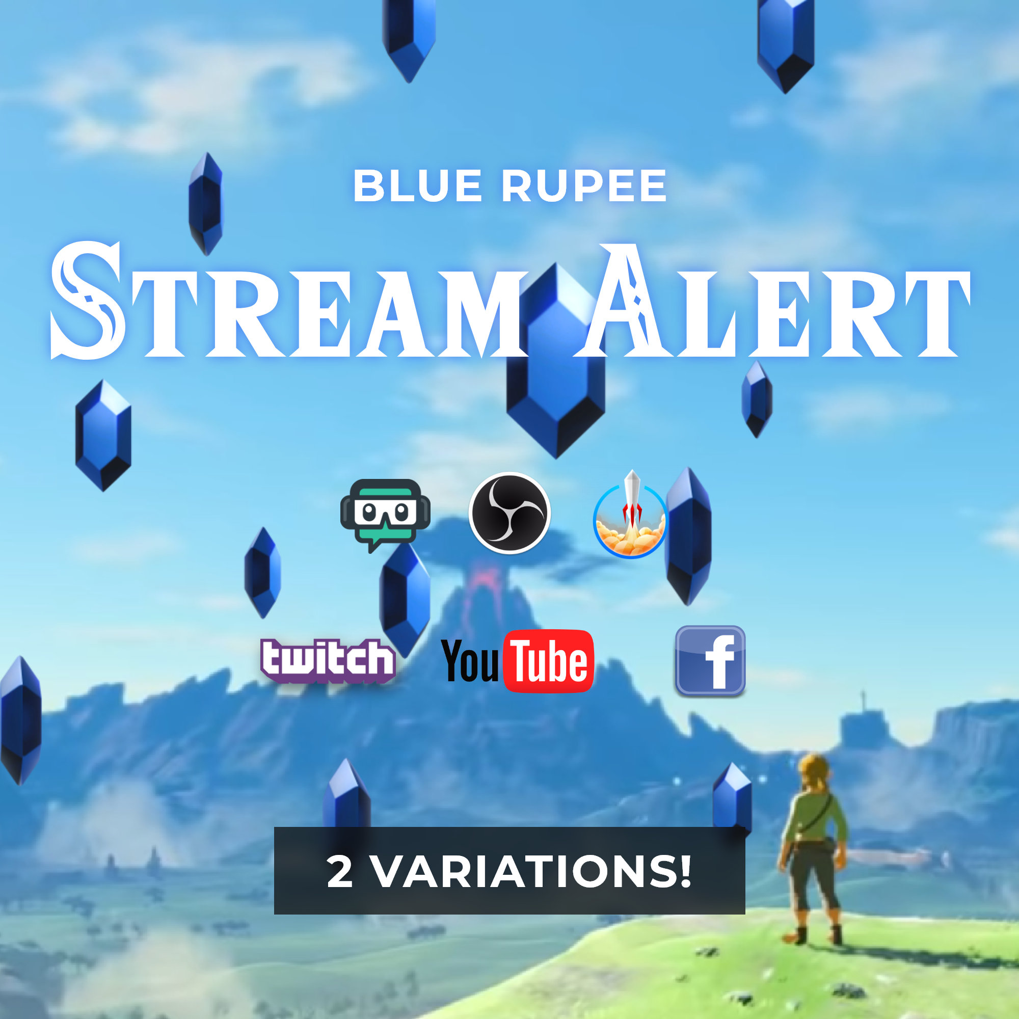 Blue Rupee Stream Alert Pack 2 Full Screen 1920x1080 Animated Overlays ...