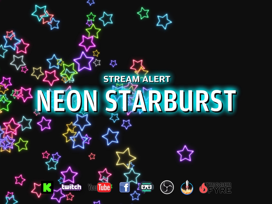Neon Starburst Stream Alert - Full Screen Rainbow Animated Overlay With ...