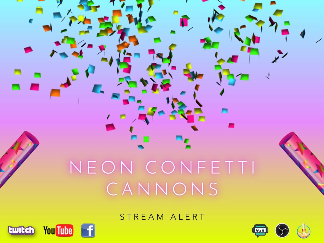 Neon Confetti Cannons Stream Alert Pack - Bright Party Poppers With ...