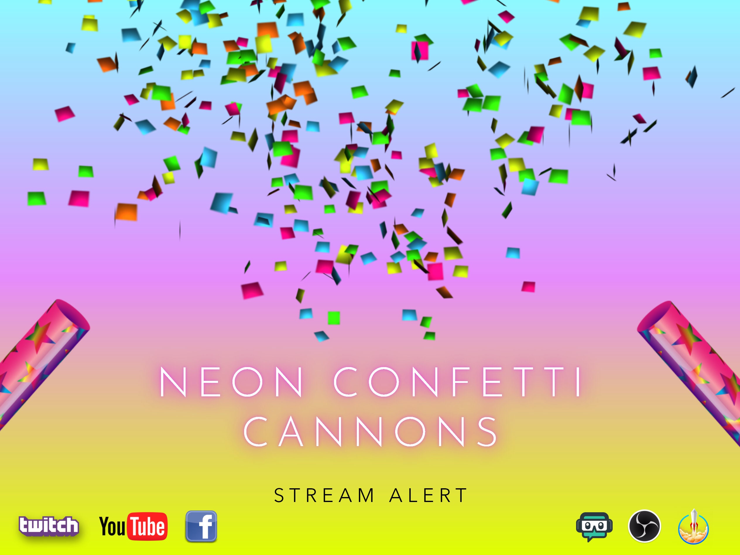 Neon Confetti Cannons Stream Alert Pack Bright Party Poppers With ...