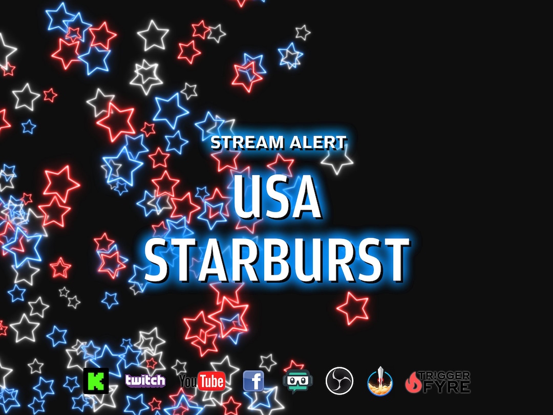 USA Neon Starburst Stream Alert - Full Screen Animated Overlay ...