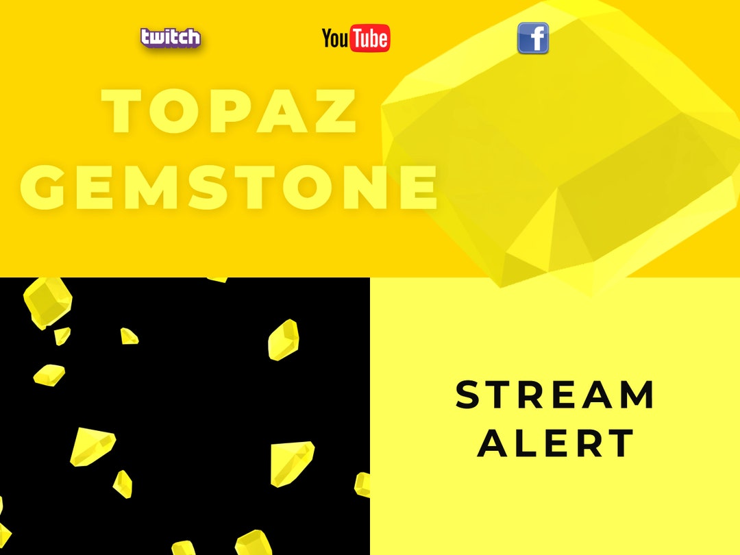 Topaz Gemstone Stream Alert - Full Screen Animated Overlay - Yellow Gem ...