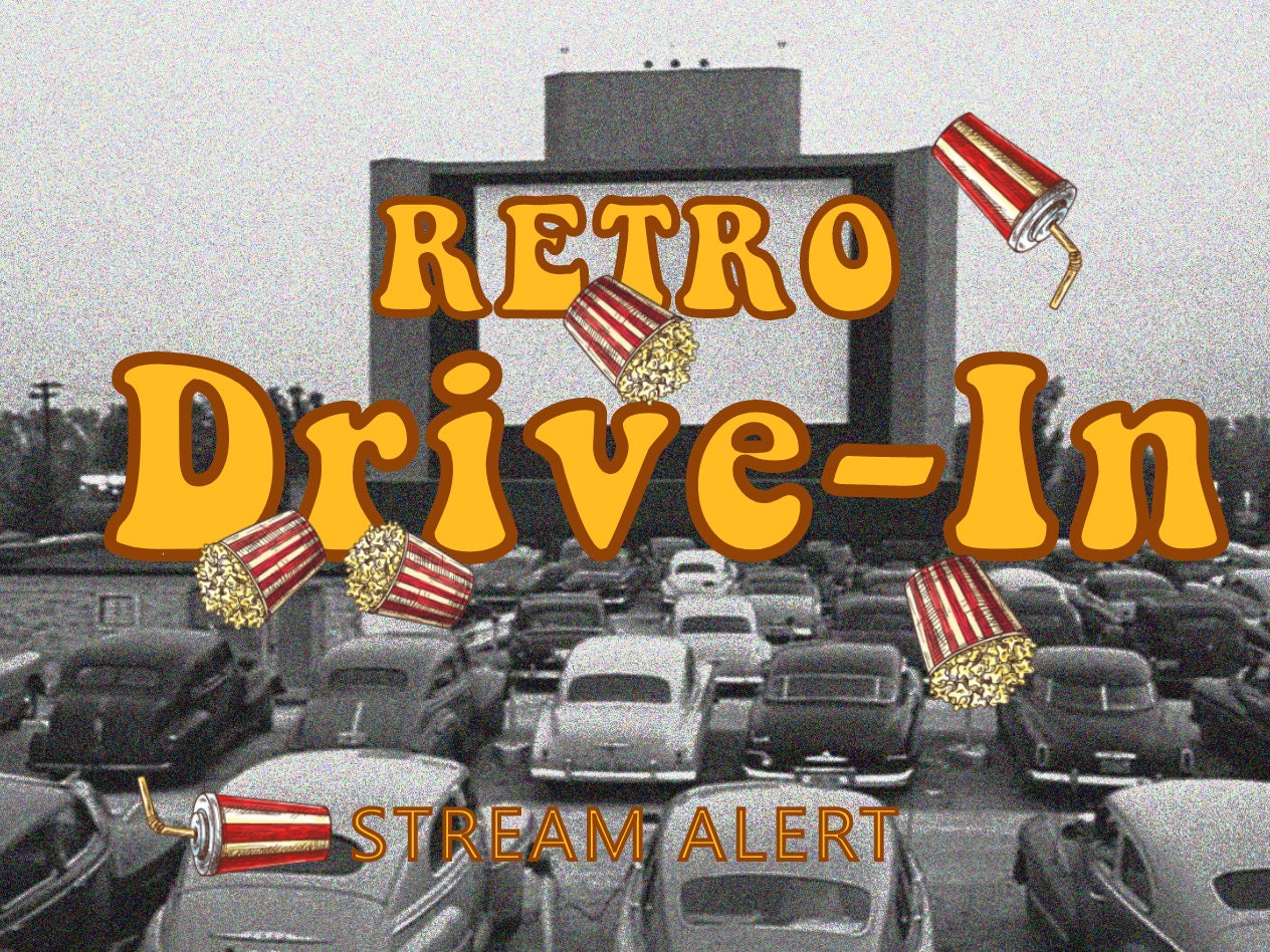 Retro Movie Snack Drop Overlay Drive-in Theater Rain Animated Full ...