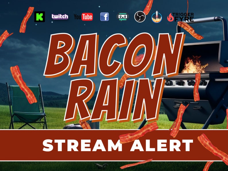 Bacon Rain Stream Alert Full Screen Animated Overlay With - Etsy