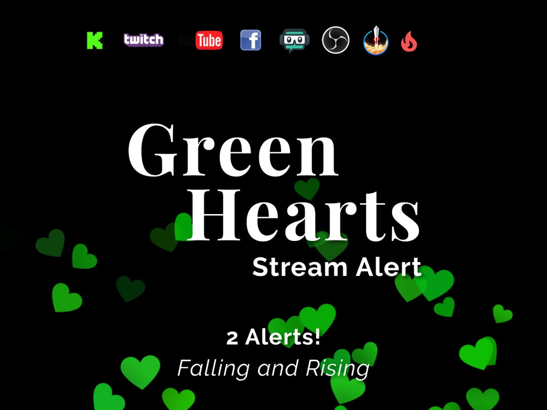 Green Hearts Stream Alert - Full Screen Animated Overlay W Transparent ...