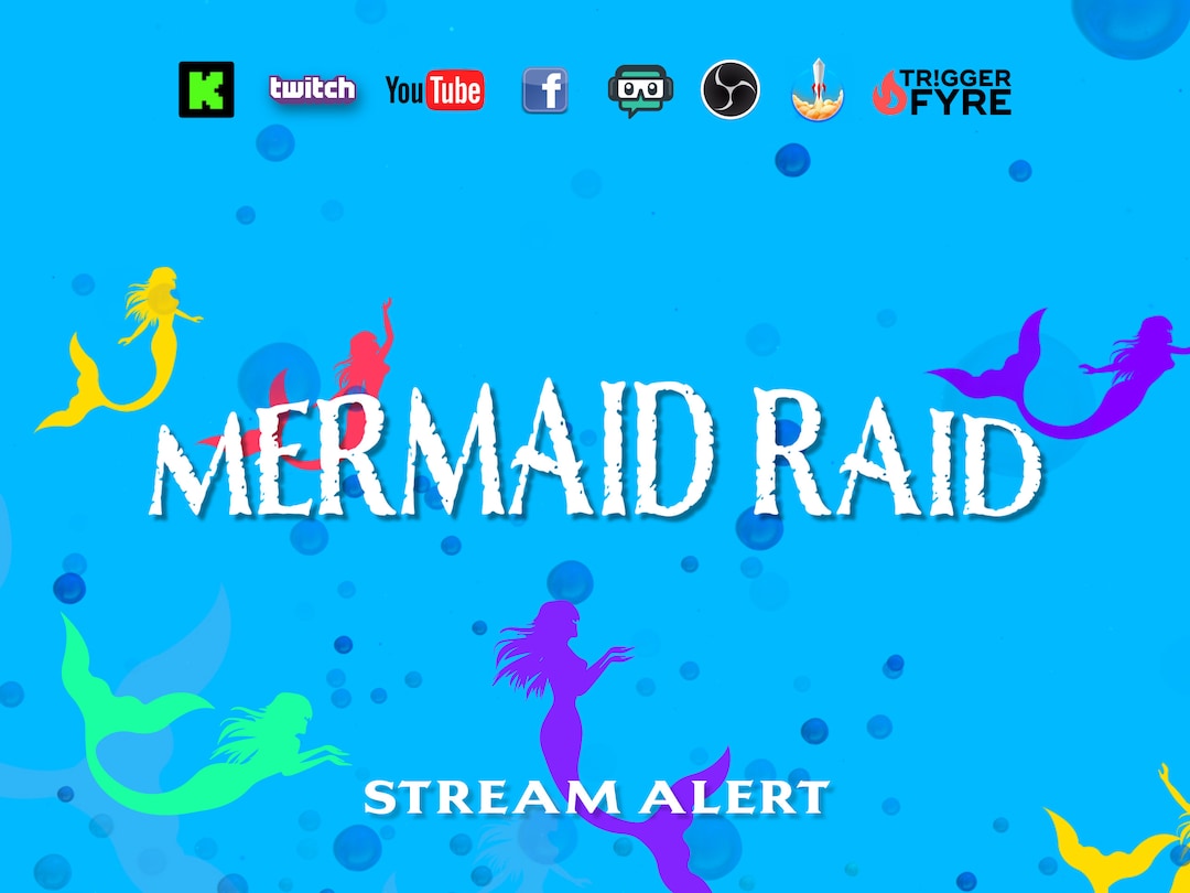 Mermaid Raid Stream Alert - Colorful Mermaids & Bubbles Effect - Full ...