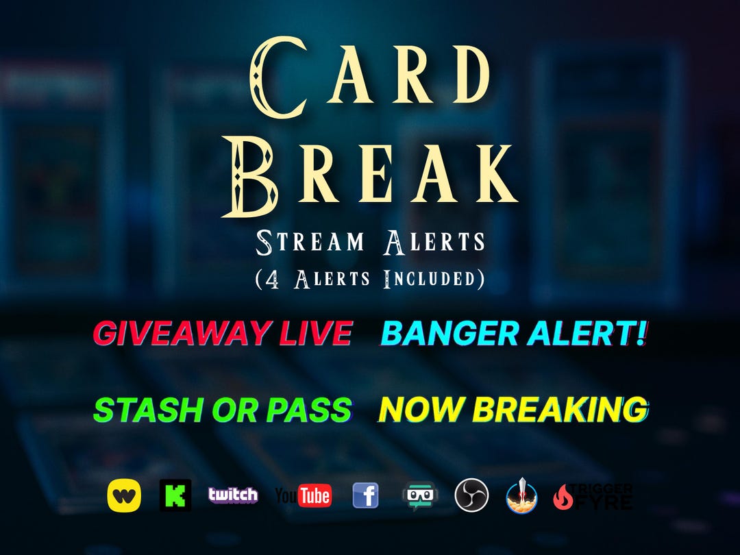 Card Break Stream Alert Bundle - Pack of 4 Animated Text Overlays With ...