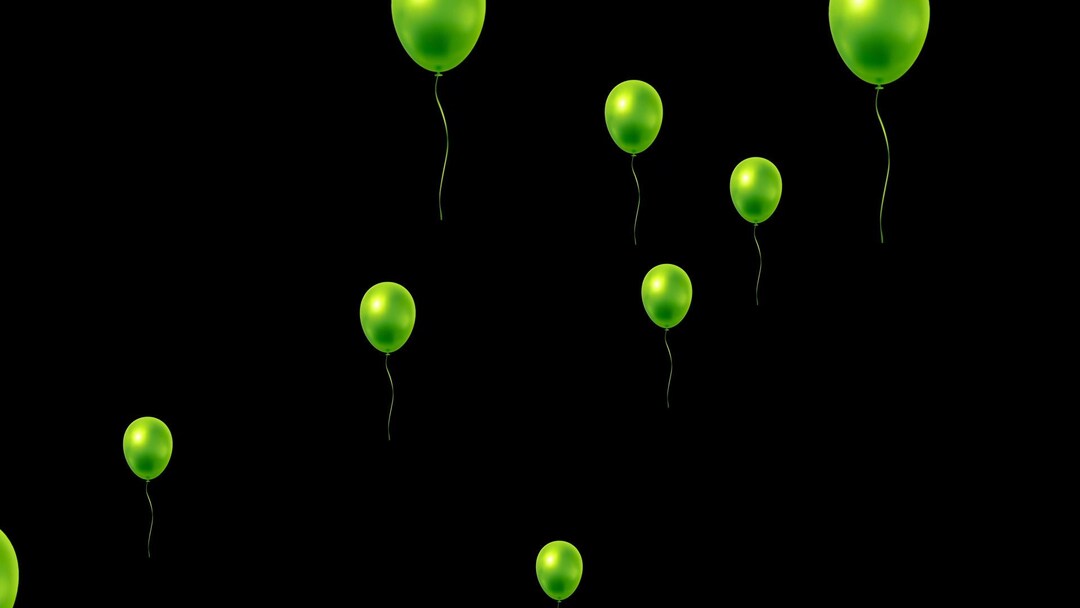 Green Balloons Alert - Birthday Stream - Transparent Animated Overlay ...