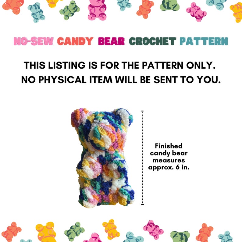 Cute Candy Bear Crochet Pattern | No-sew Crochet Pattern | Bear ...
