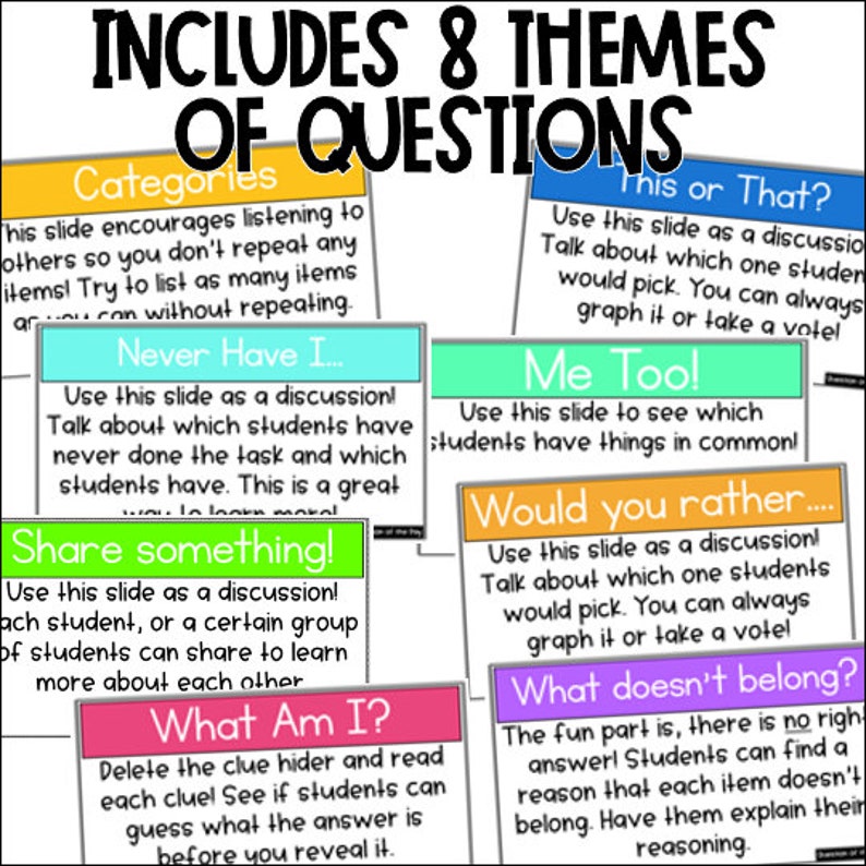 Yearlong Morning Meeting Digital Question of the Day | Community ...