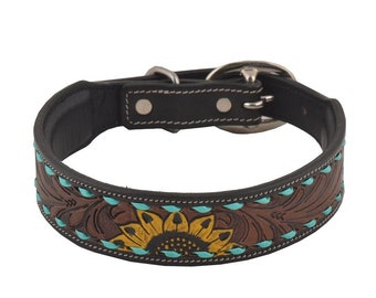 Hand Tooled Leather Dog Collar Leather Collar Western Dog - Etsy