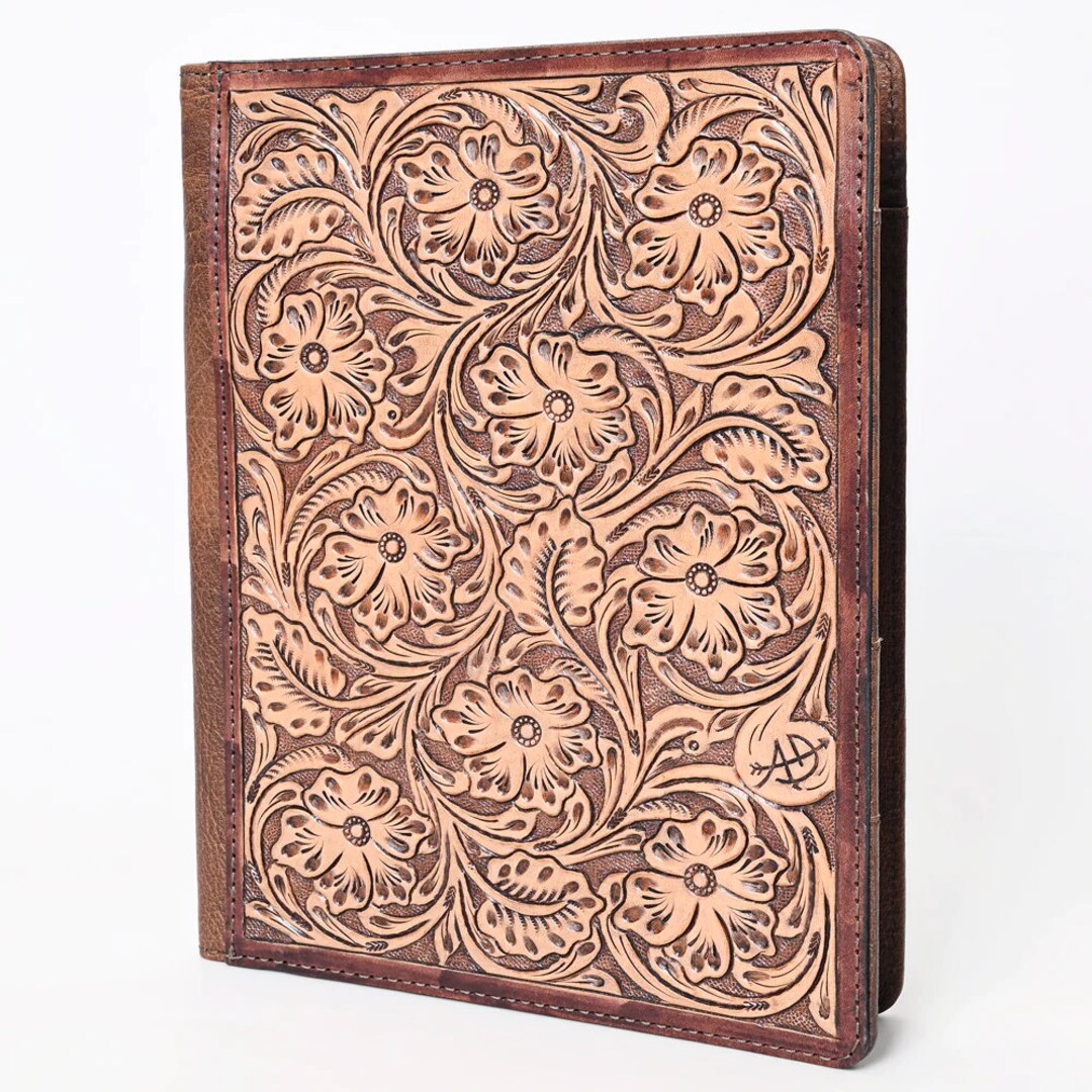 Hand Tooled Leather Portfolio, Leather Padfolio, Leather Legal Pad ...