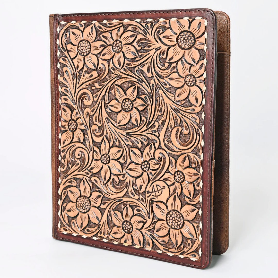 Hand Tooled Leather Portfolio, Leather Padfolio, Leather Legal Pad ...