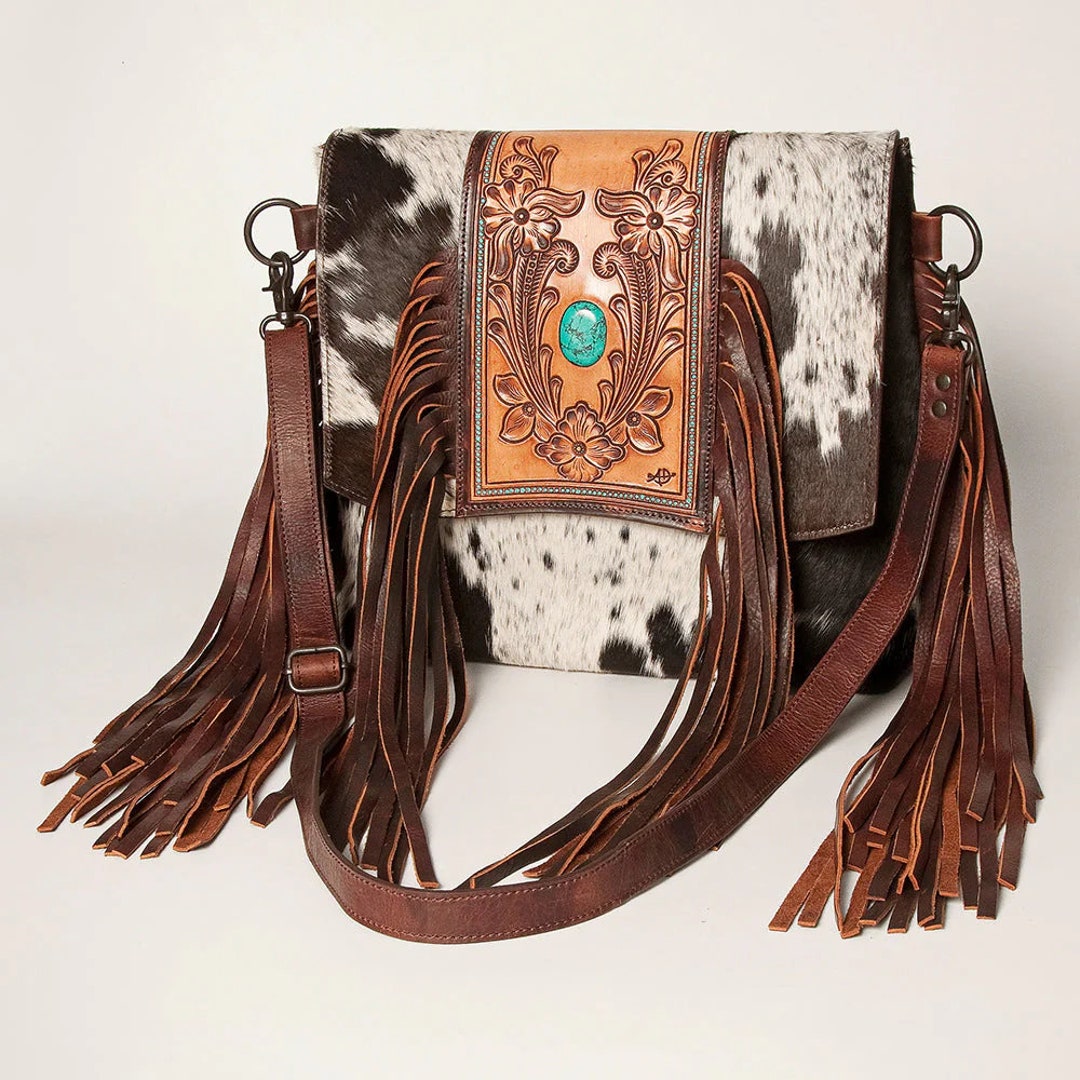 Western Purse, Cowhide Purse, Hand Tooled Leather Purse, Cowhide Purse ...