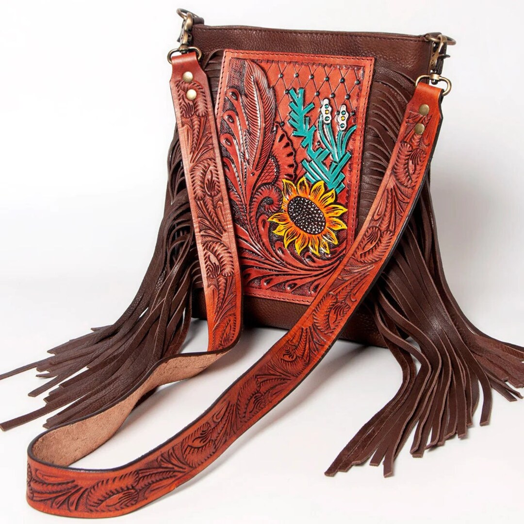Western Leather Purse, Western Crossbody Purse, Hand Tooled Leather ...