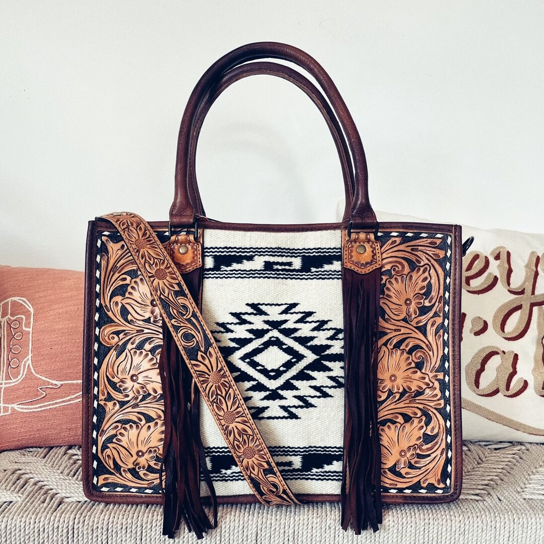 Western Purse, Cute Tote Bag, Hand Tooled Leather Crossbody Purse ...