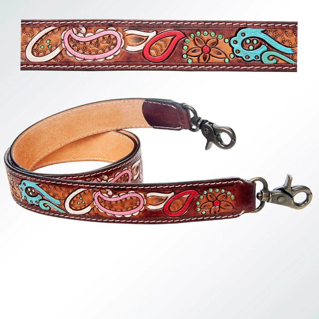 Western Hand Tooled Leather Purse Strap Cowhide Purse Strap - Etsy