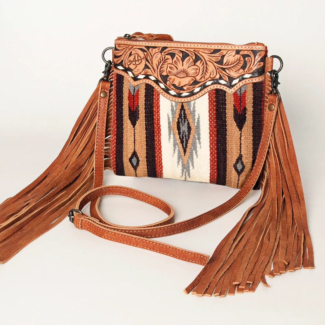 Western Hand Tooled Leather Purse, Cowhide Purse, Western Leather ...