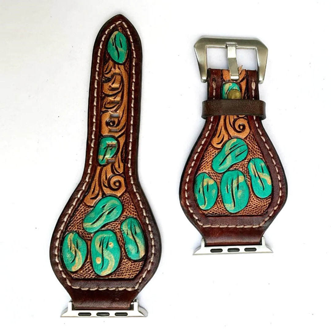 Hand Tooled Leather Apple Watch Band Apple Watch Band Women - Etsy