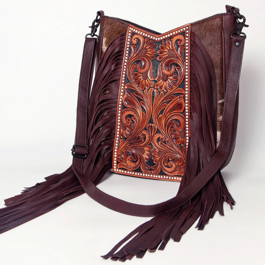 Western Hand Tooled Leather Purse, Conceal Carry Purse, Cowhide Purse ...