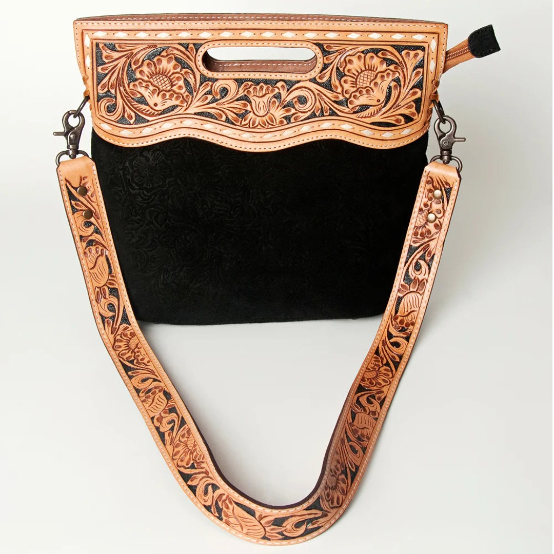 Western Purse, Hand Tooled Leather Purse, Suede Purse, Cowhide Purse ...