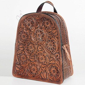 Hand Tooled Leather Backpack Women Leather Backpack Purse - Etsy