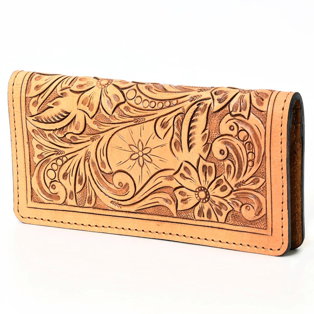 Western Hand Tooled Leather Wallet, Hand Tooled Floral Leather Wallet ...