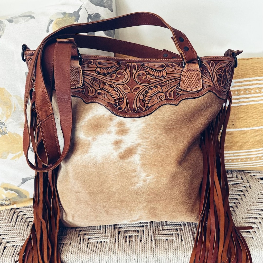 Western Hand Tooled Leather Purse, Concealed Carry Purse, Cowhide Purse ...