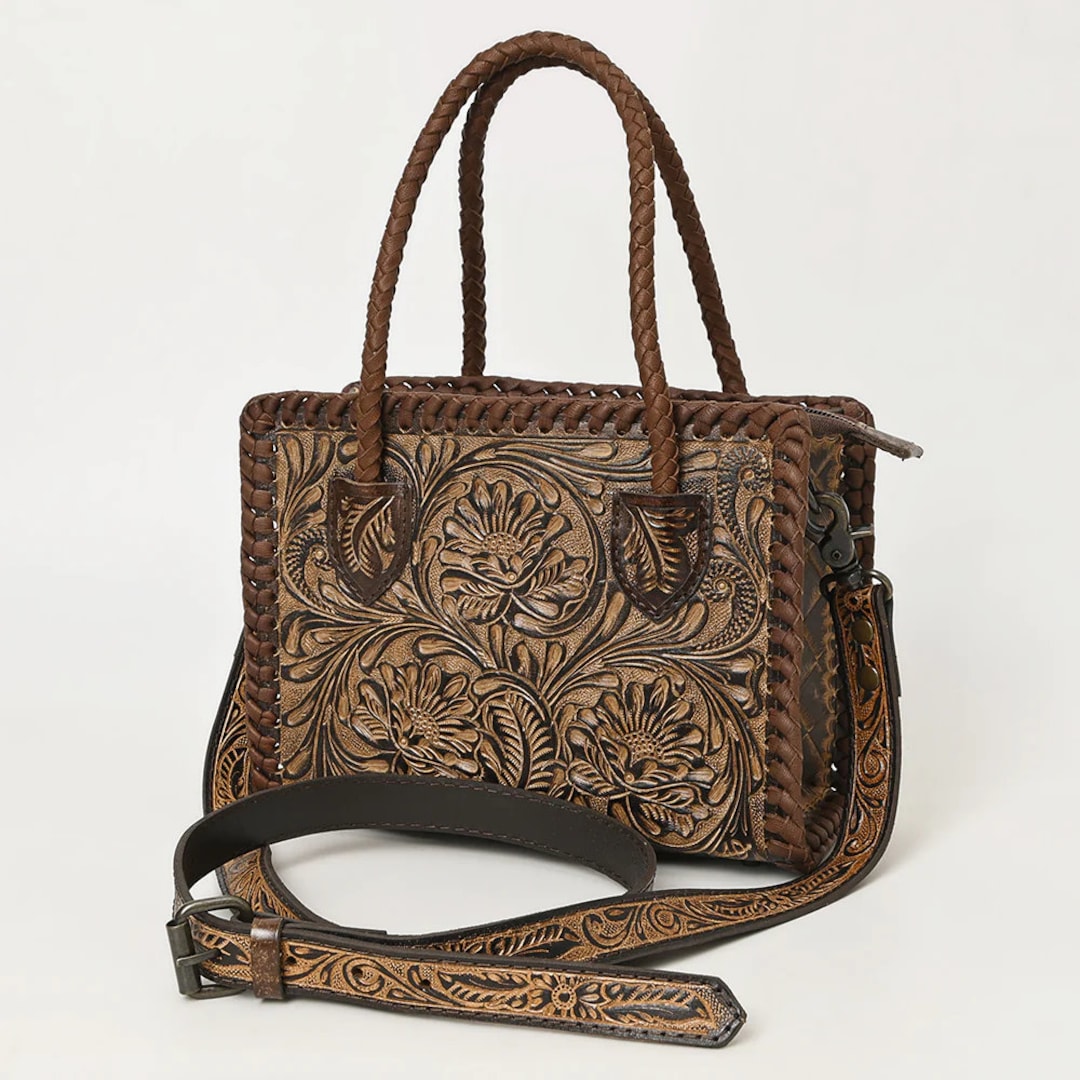 Western Hand Tooled Leather Purse, Western Tote Bag, Small Western ...