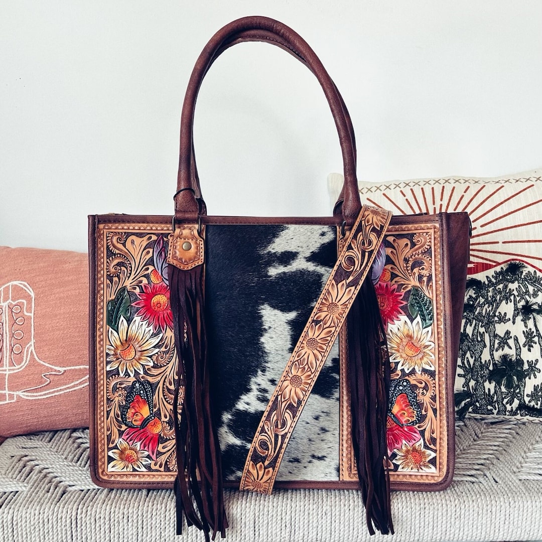 Western Purse, Western Tote Bag, Hand Tooled Leather Purse, Leather ...