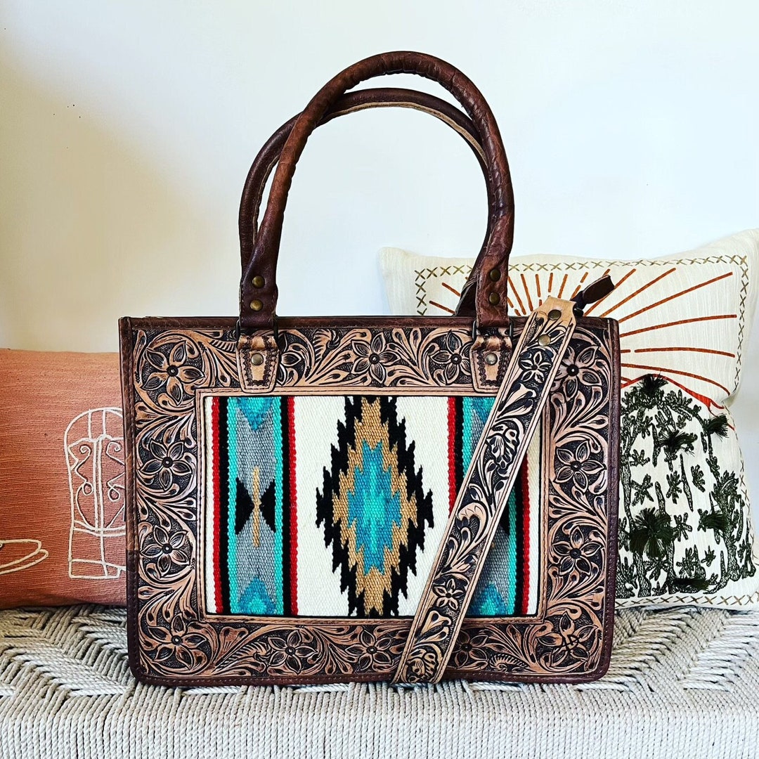 Western Purse, Cute Tote Bag, Hand Tooled Leather Purse, Western Tote ...