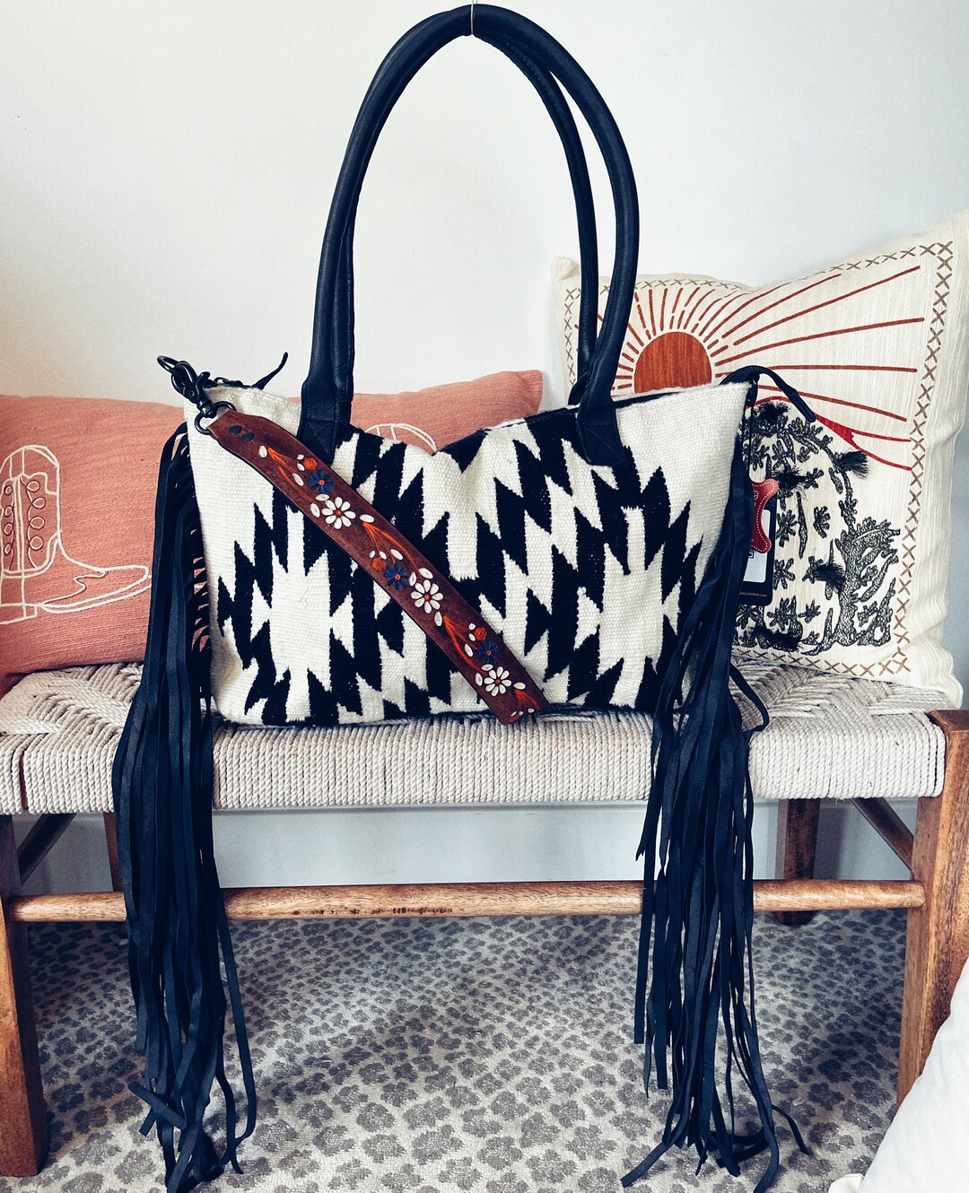 Western Hand Tooled Leather Purse Aztec Purse Southwest - Etsy